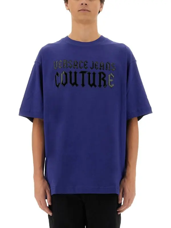 Versace Gothic Logo T-shirt - Blue
