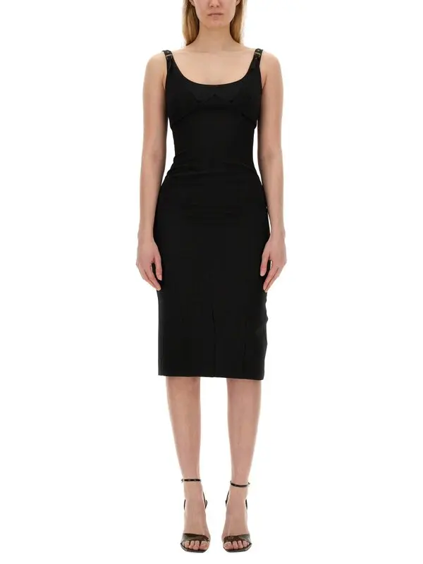 Versace Buckled Cotton Blend Dress