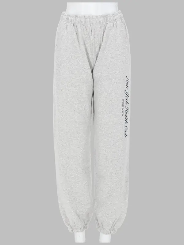 Sporty & Rich Cotton Sweatpants With Logo Detail - Grey
