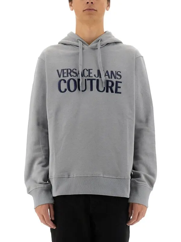 Versace Regular Fit Logo Sweatshirt - Grey