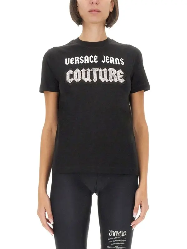 Versace Regular Fit Logo T-shirt - Black