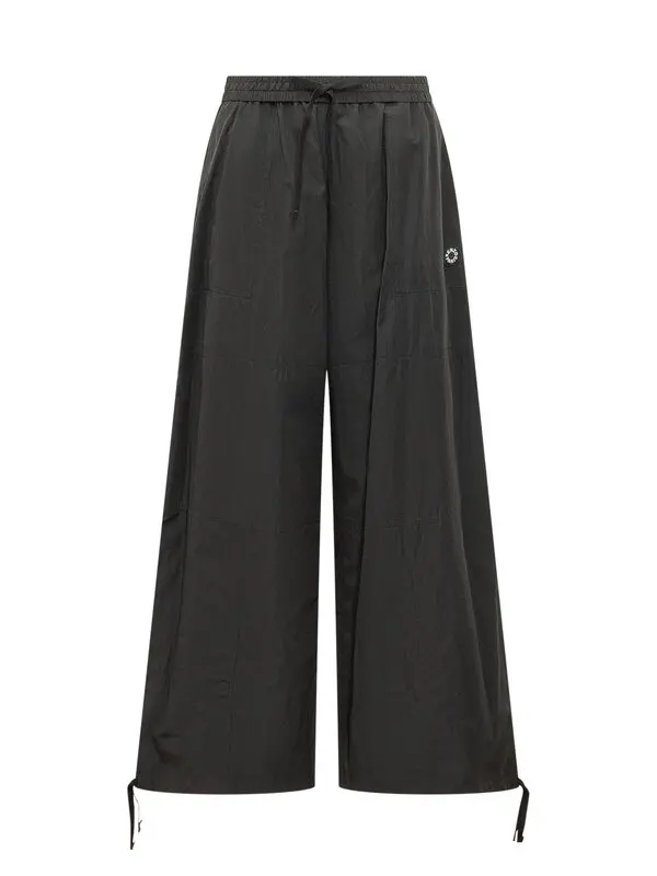 Kenzo Wide Leg Trousers With Adjustable Waistband - Black