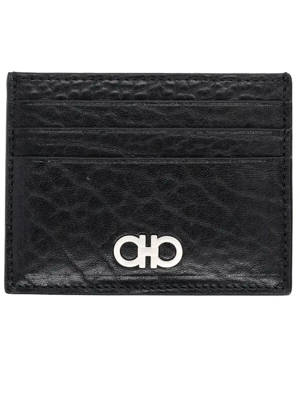 FERRAGAMO Leather Card Holder - Black