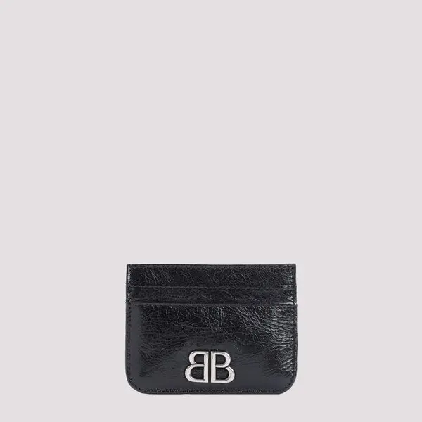 Balenciaga Monaco Metal Logo Card Holder - Black