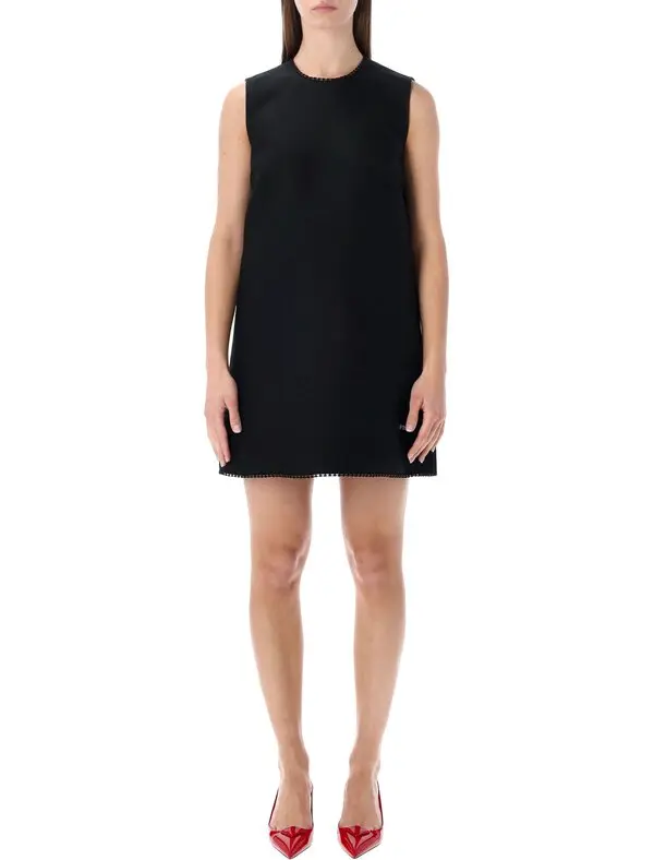 Prada Lace-collar Sleeveless Scuba Mini Dress - Black