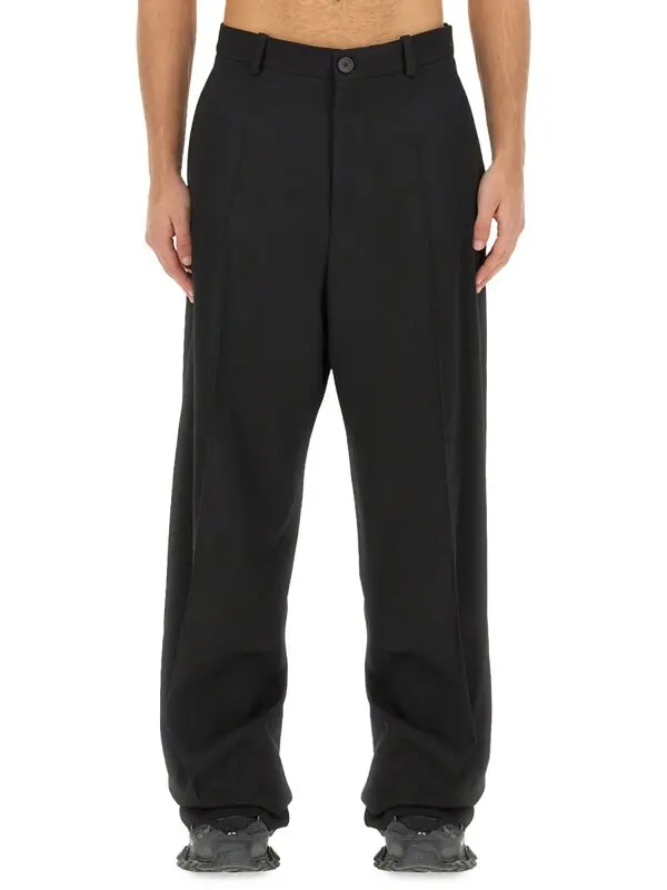 Balenciaga Wide-leg Wool Trousers - Black