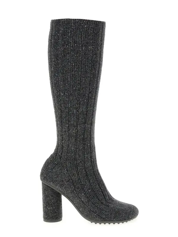 Bottega Veneta Atomic Ribbed-knit Knee-high Boots - Grey