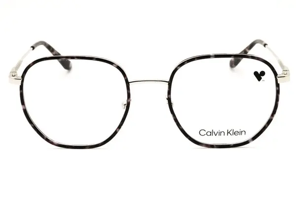 Calvin Klein Round Frame Tortoiseshell Eyeglasses - Grey Havana/clear Demo Lens