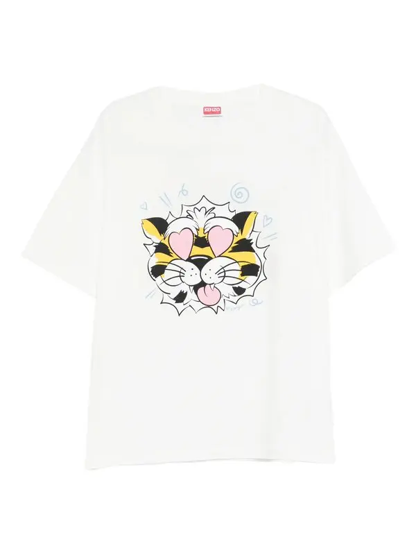 Kenzo Oversized Wild Tiger Graphic T-shirt - White