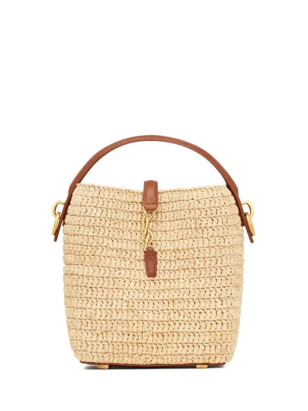 Saint Laurent Raffia Mini Bucket Bag With Bronze Hardware