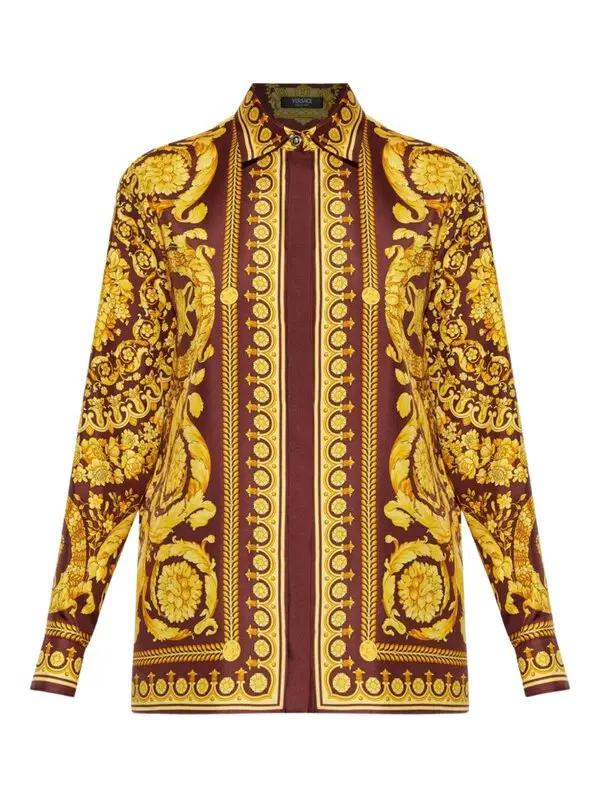 Versace Printed Silk Shirt - Bordeaux