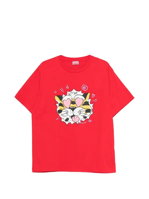 Kenzo Oversized 'wild Tiger' Graphic T-shirt Size - Red