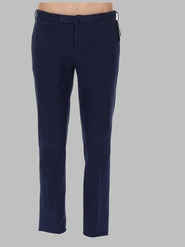 Incotex Cotton Blend Trousers With Tailored Fit - Blue