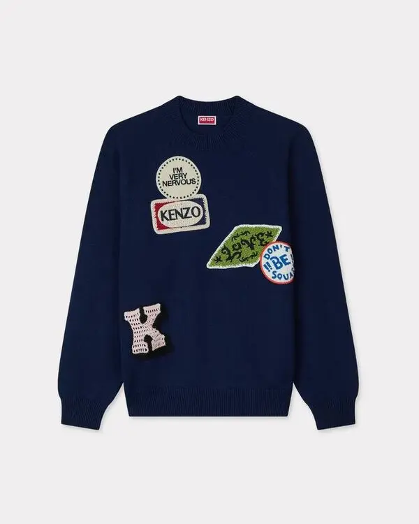 Kenzo Embroidered Patch Knit Jumpsuit - Navyblue