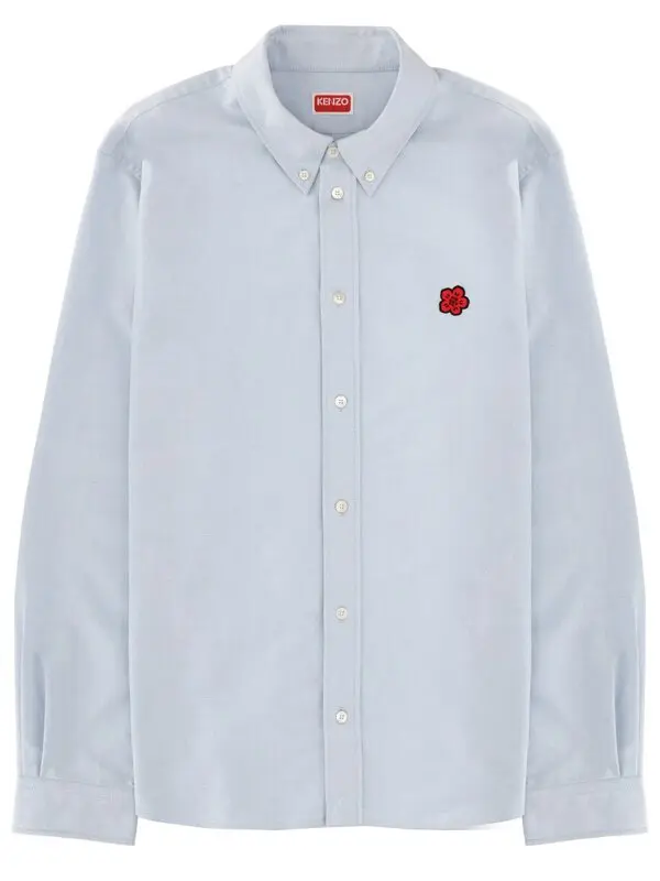 Kenzo Boke Flower' Embroidered Casual Shirt In Cotton Oxford - Blue