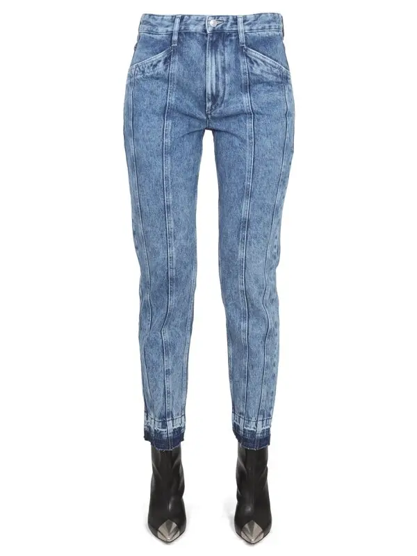 MARANT ETOILE High-waisted Mini Jeans With Acid Wash Finish - Denim