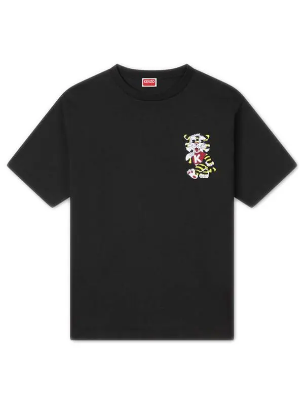 Kenzo Oversized Cotton T-shirt With Wild Tiger Embroidery Size - Black