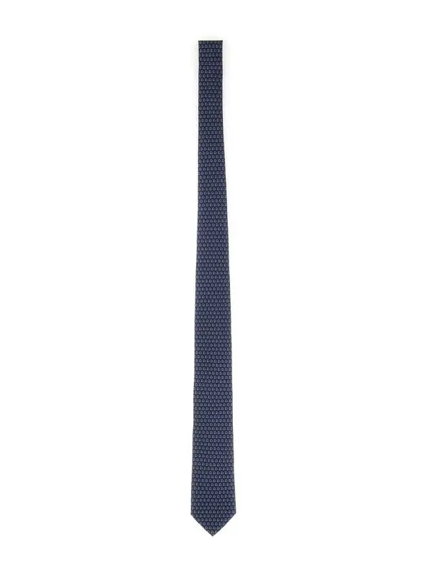 FERRAGAMO Printed Silk Neck Tie - Blue
