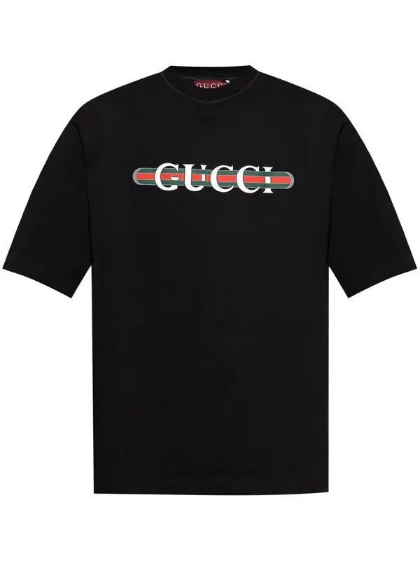 Gucci Cotton Jersey T-shirt With Web Print Size - Black