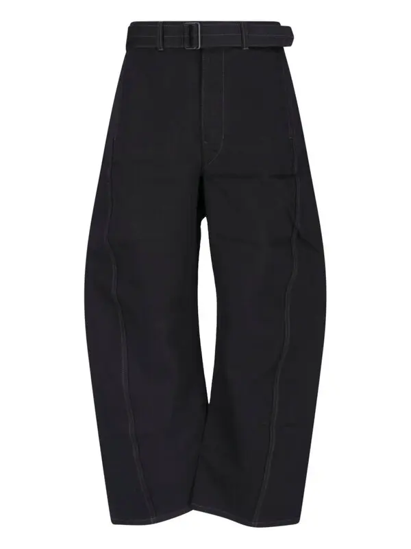 LEMAIRE Twisted Belted Pants In Denim - Black