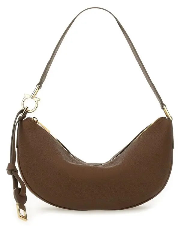 FERRAGAMO Leather Hobo Xs Crossbody Bag - Brown