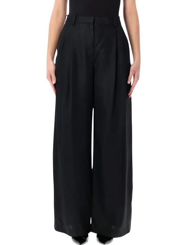 THE FRANKIE SHOP High-rise Pleated Wide-leg Trousers - Black