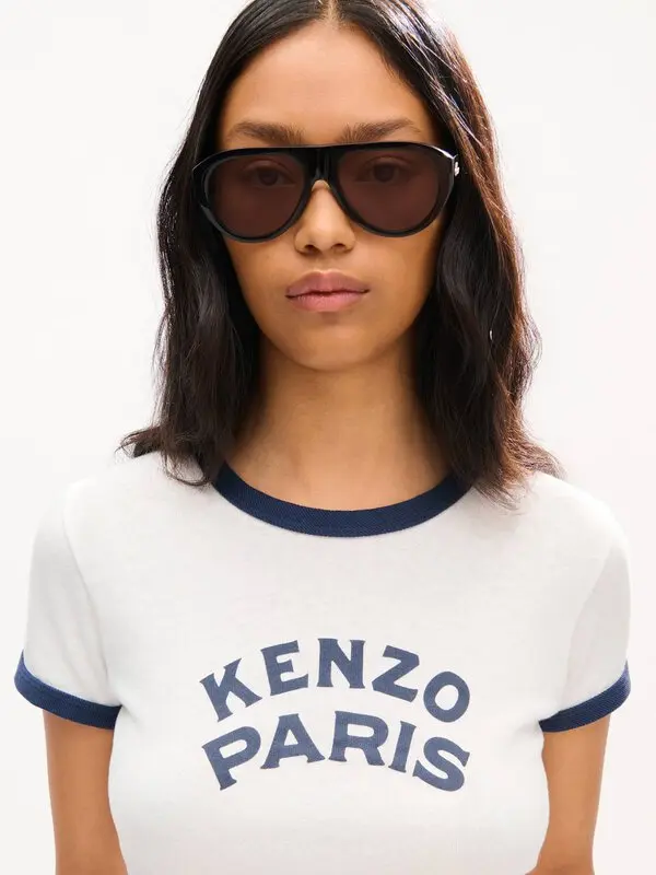 Kenzo Contrasting Rib Graphic Tee - Bianco