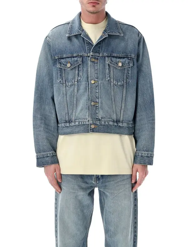Fear Of God Classic Trucker Jacket In Medium Washed Denim - Medium Indigo