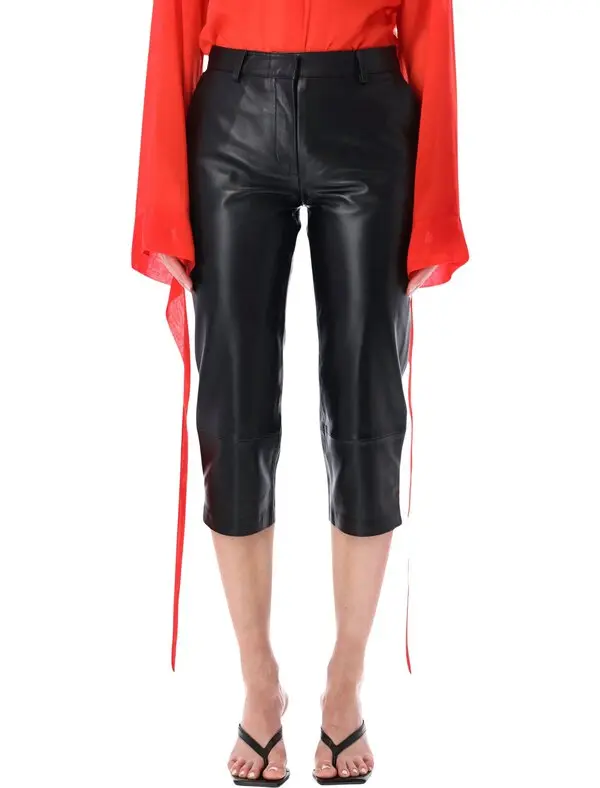 THE FRANKIE SHOP Lior Mini Trousers In Lamb Leather - Black