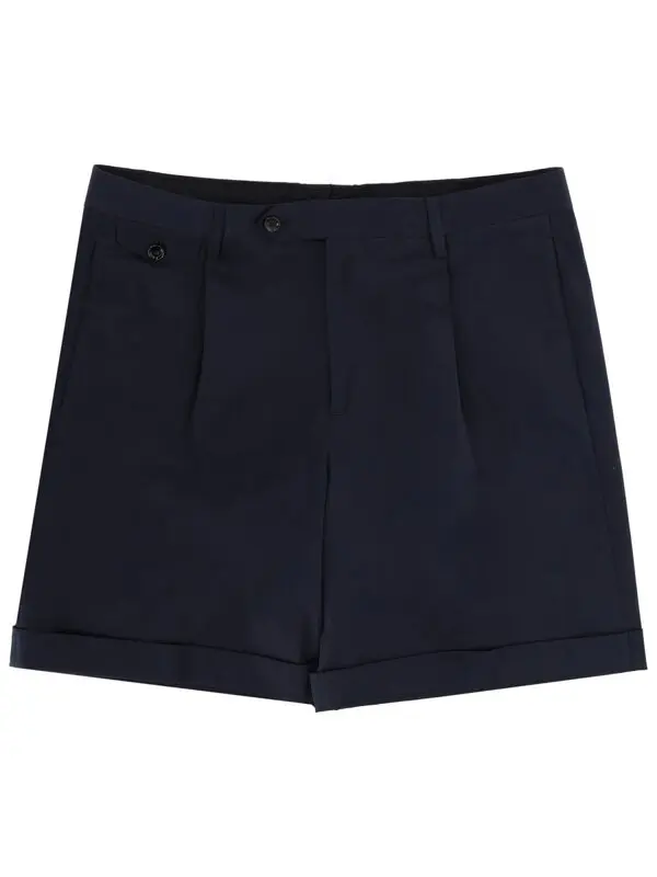 LARDINI Pleated Cuffed Cotton-blend Trousers