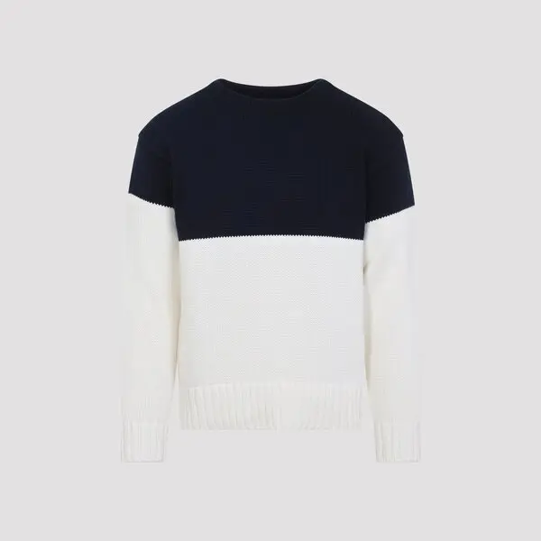 Ralph Lauren Purple Label Color Block Cotton Pullover - Blue