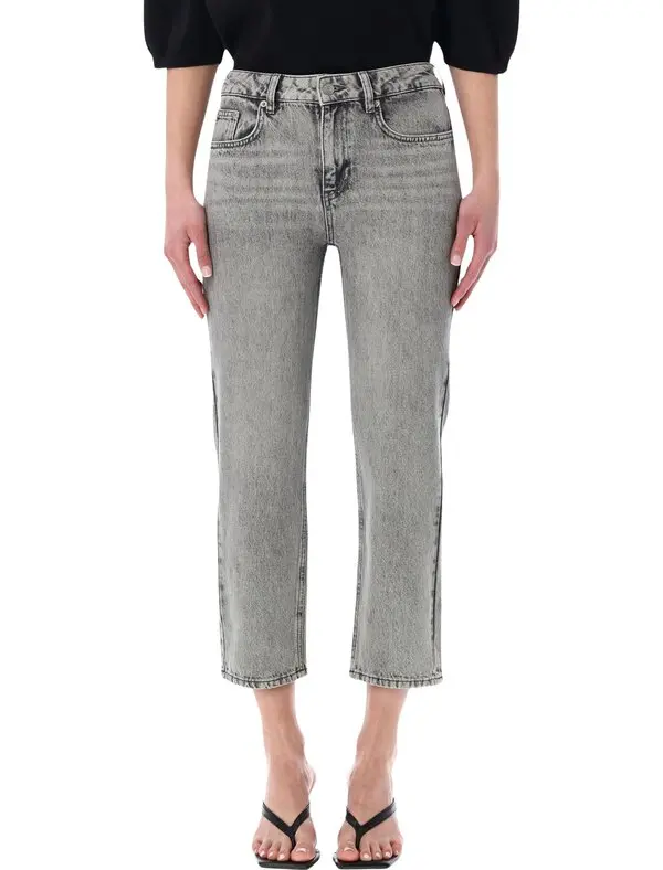THE FRANKIE SHOP Structured High-waisted Straight Leg Jeans - Grey