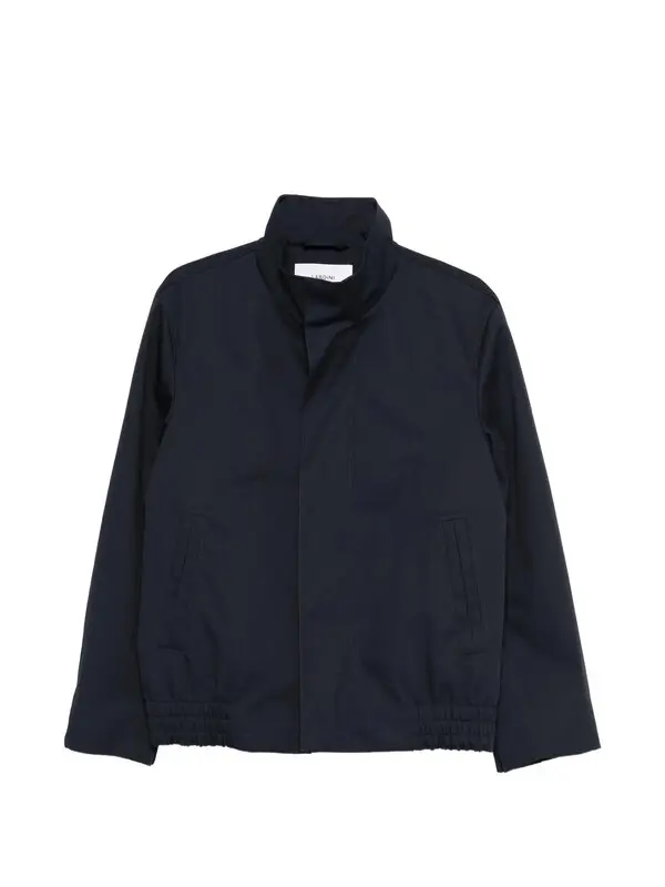 LARDINI High Collar Jacket With Button And Zip Closure - Blue