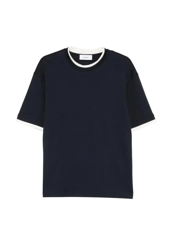 LARDINI Contrasting Trimmed Short Sleeve T-shirt Size - Blue