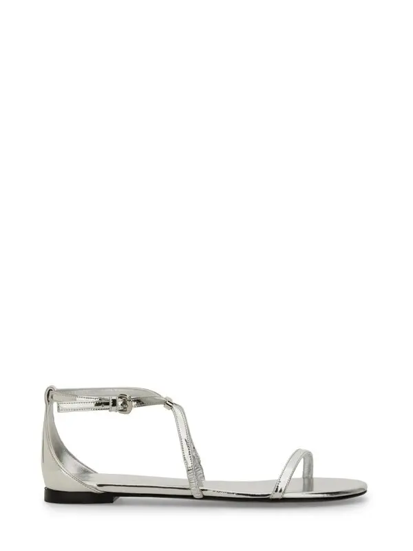 Alexander McQueen Strappy Metallic Sandals - Silver