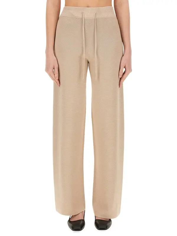 Fabiana Filippi Organic Cotton And Lurex Wide Leg Trousers - Beige