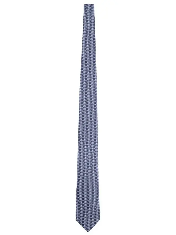 FERRAGAMO Tennis Print Silk Neck Tie - Blue