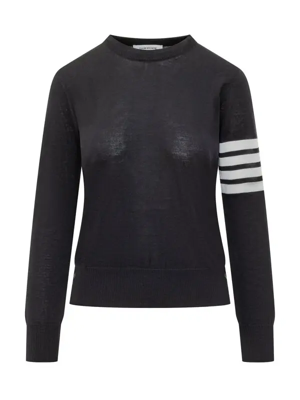 Thom Browne Pullover With Quattro Band - Navy