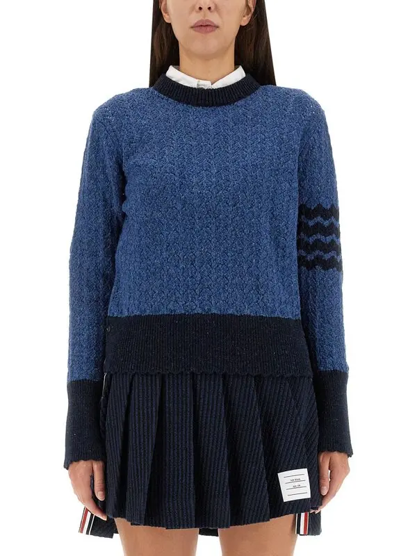 Thom Browne Fine Merino Wool 4-bar Tee - Blue