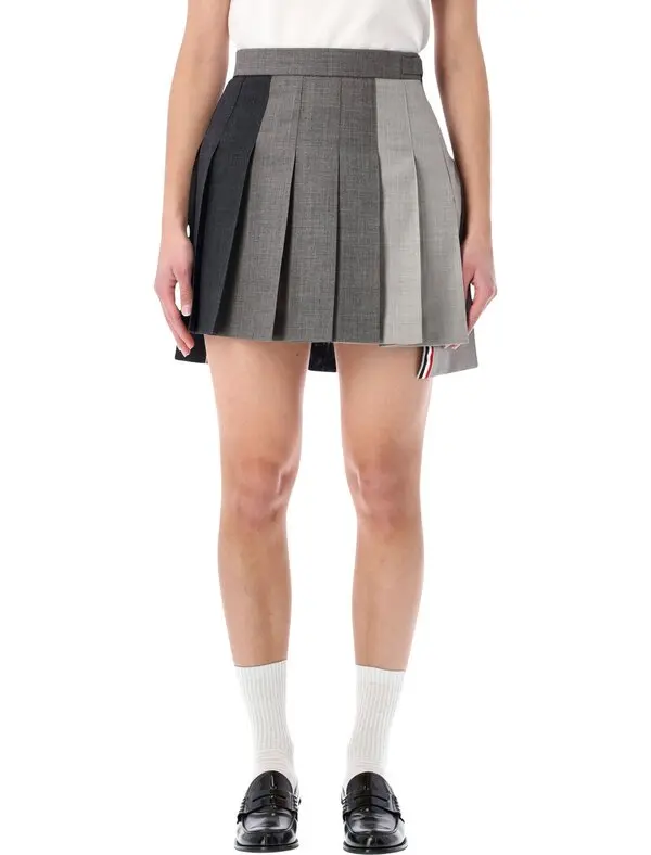 Thom Browne Fun-mix Pleated Mini Skirt - Grey