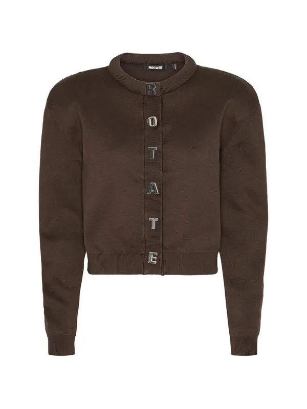 ROTATE BY BIRGER CHRISTENSEN Round-neck Cardigan With Lettering Detail - Marrone