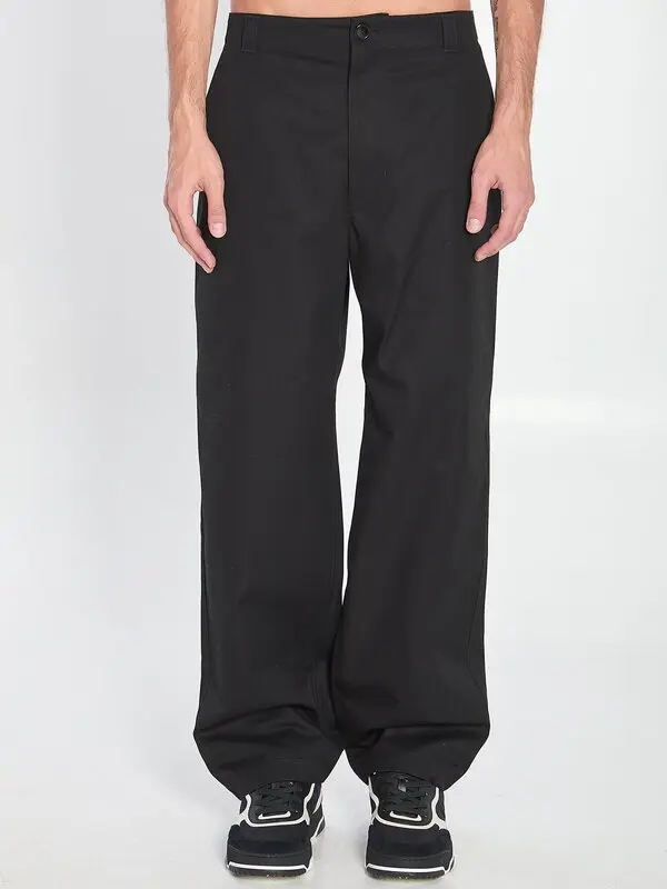 Gucci Cotton Twill Trousers With Web Detail - Black