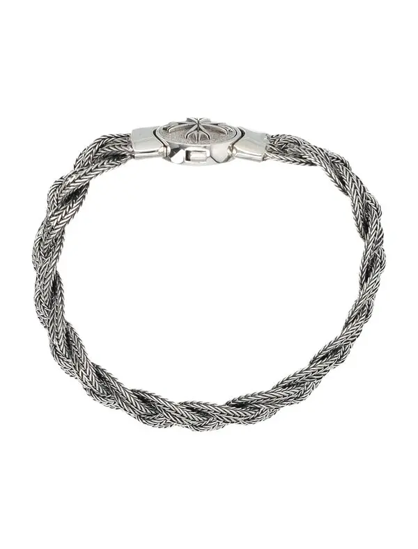 Emanuele Bicocchi Large Diamond-cut Flat Braided Bracelet - Silver