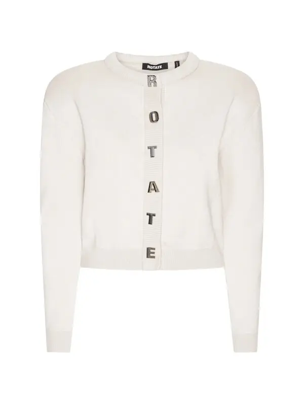 ROTATE BY BIRGER CHRISTENSEN Front Button Round-neck Cardigan With Logo Detail
