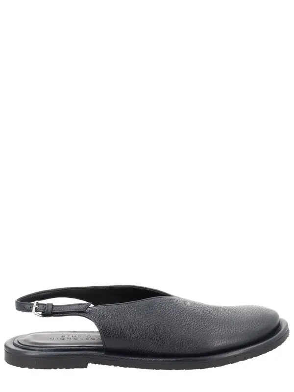 Studio Nicholson Slingback Flat Sandals In Premium Deerskin - Black