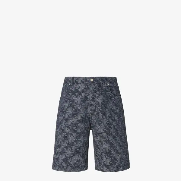 Fendi Denim Bermuda Shorts With All-over Ff Logo