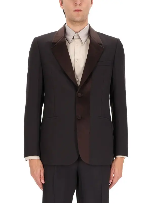Fendi Wool Blend Jacket With Shawl Lapel