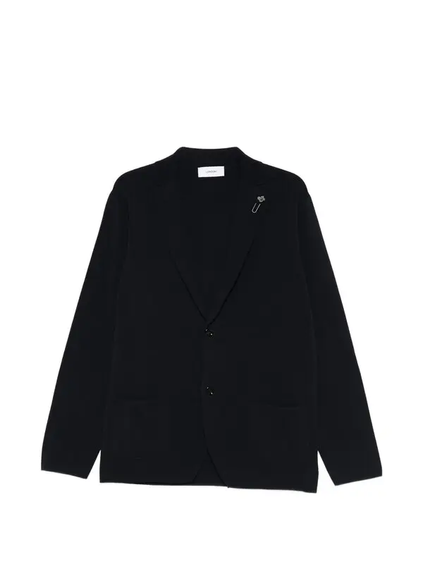 LARDINI Notched Lapel Cardigan - Blue