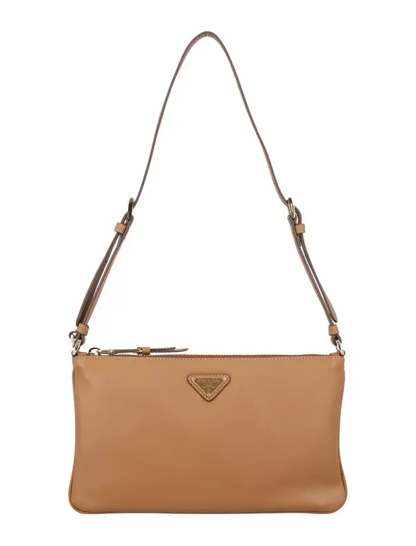 Prada Triangle-logo Leather Shoulder Bag - Brown