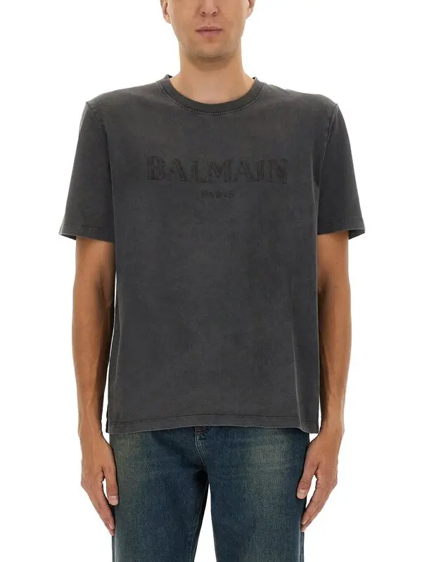 Balmain Vintage Embroidered T-shirt - Grey